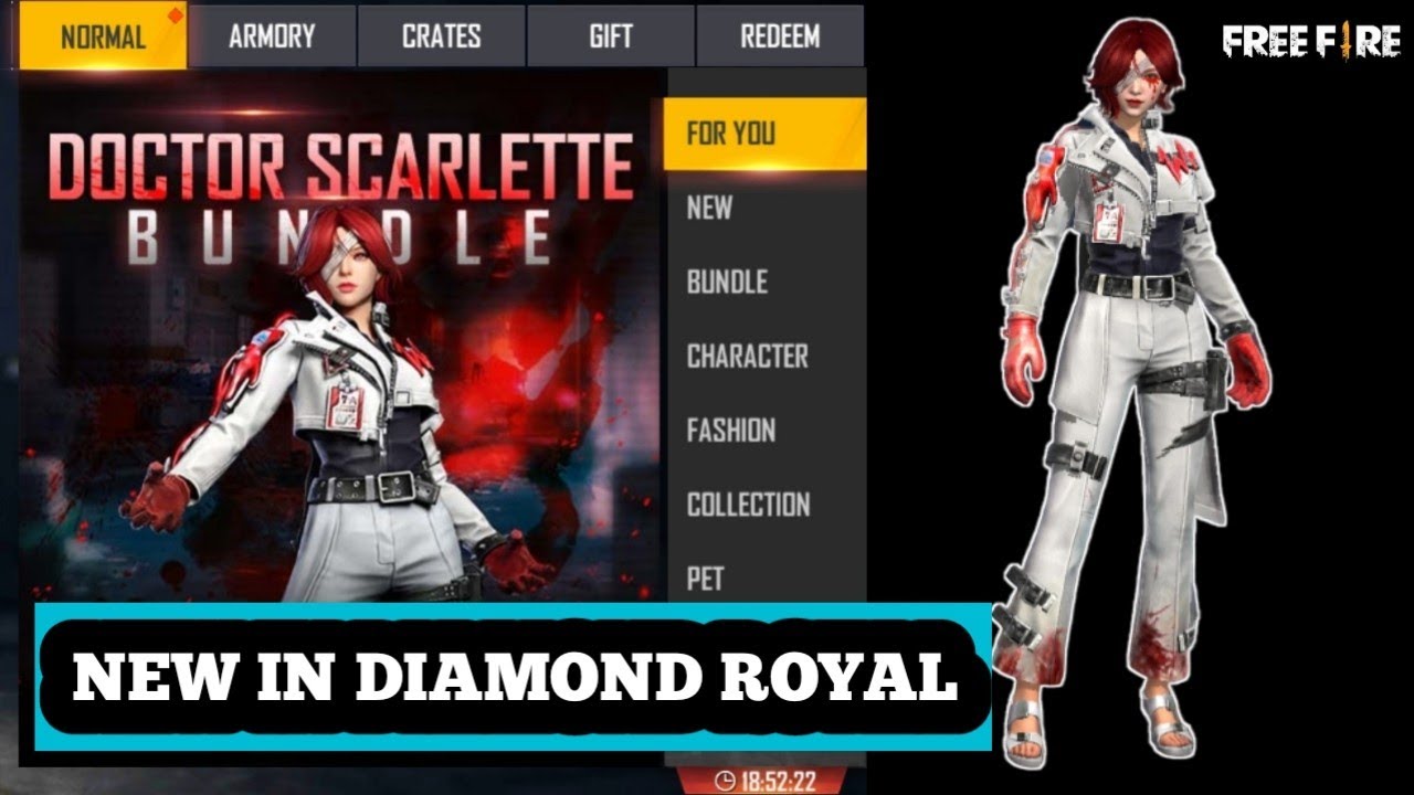 New Bundle ( Doctor Scarlette Bundle) || 24k golden mood ️ || free fire ...