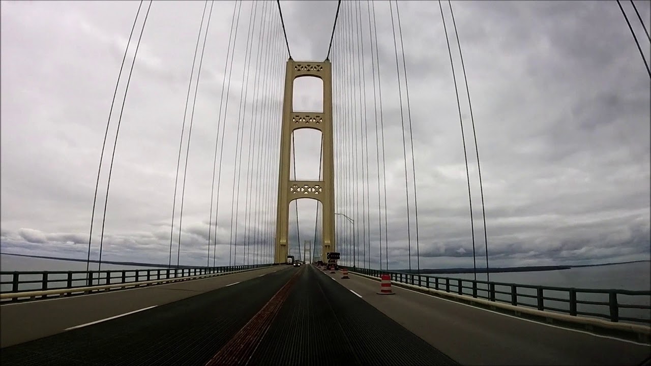 Driving Across the Mackinac Bridge & "Mighty Mac" Info - YouTube