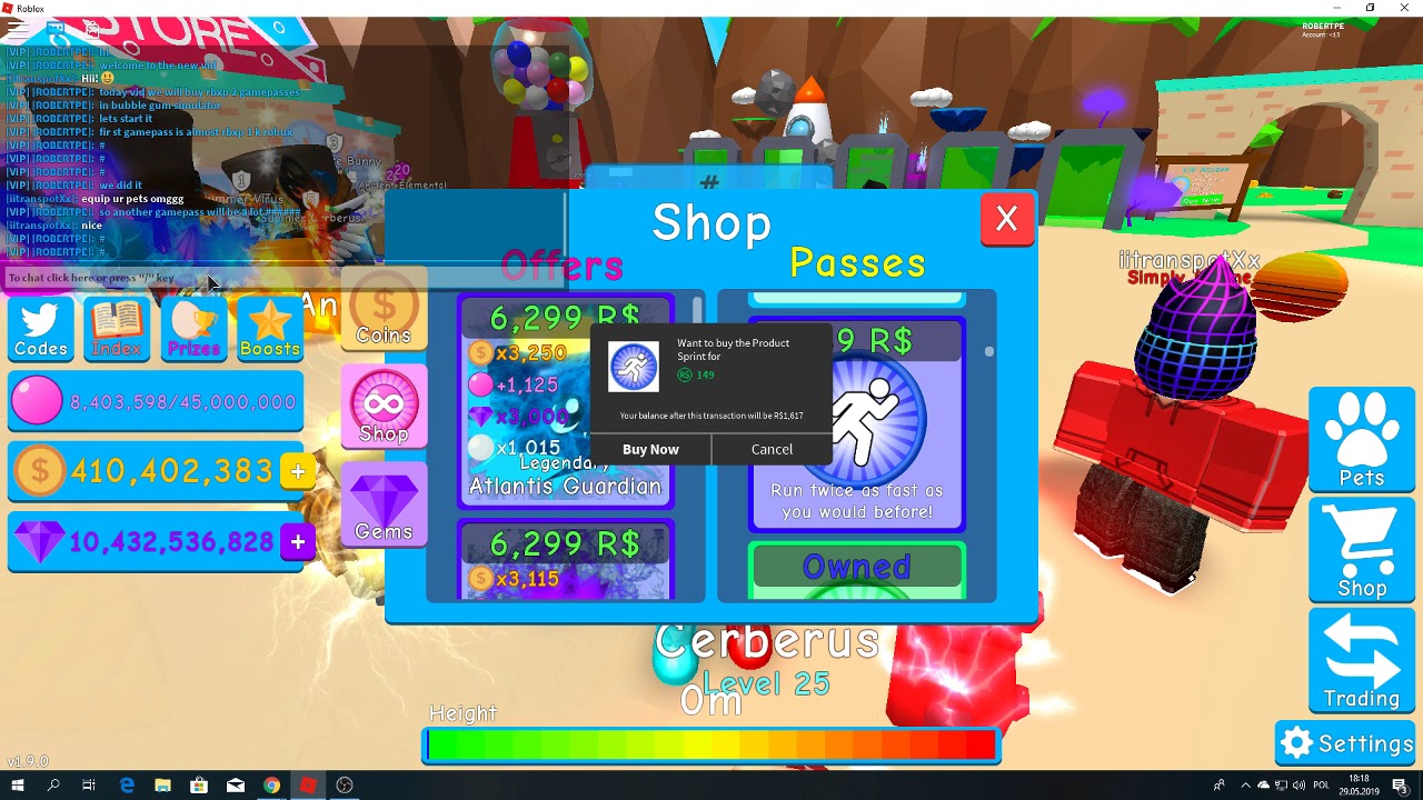 Bubble gum simulator buying 2 gamepasses +1k robux spended - YouTube