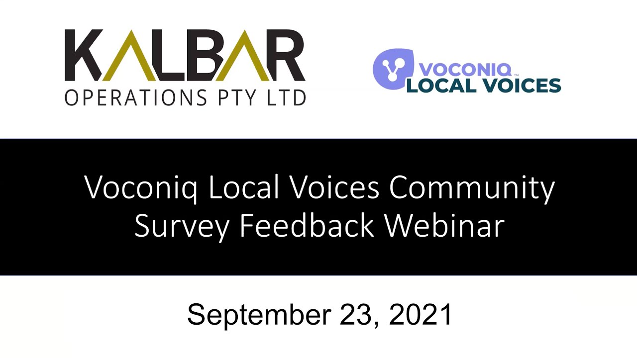 Voconiq Local Voices Community Survey Feedback Webinar - September 21 ...