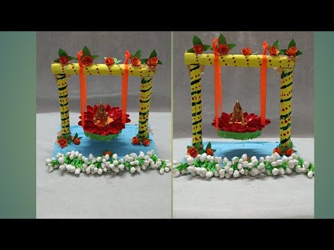 DIY Krishna Janmashtami jhula || jula with cardboard and pista shells ...
