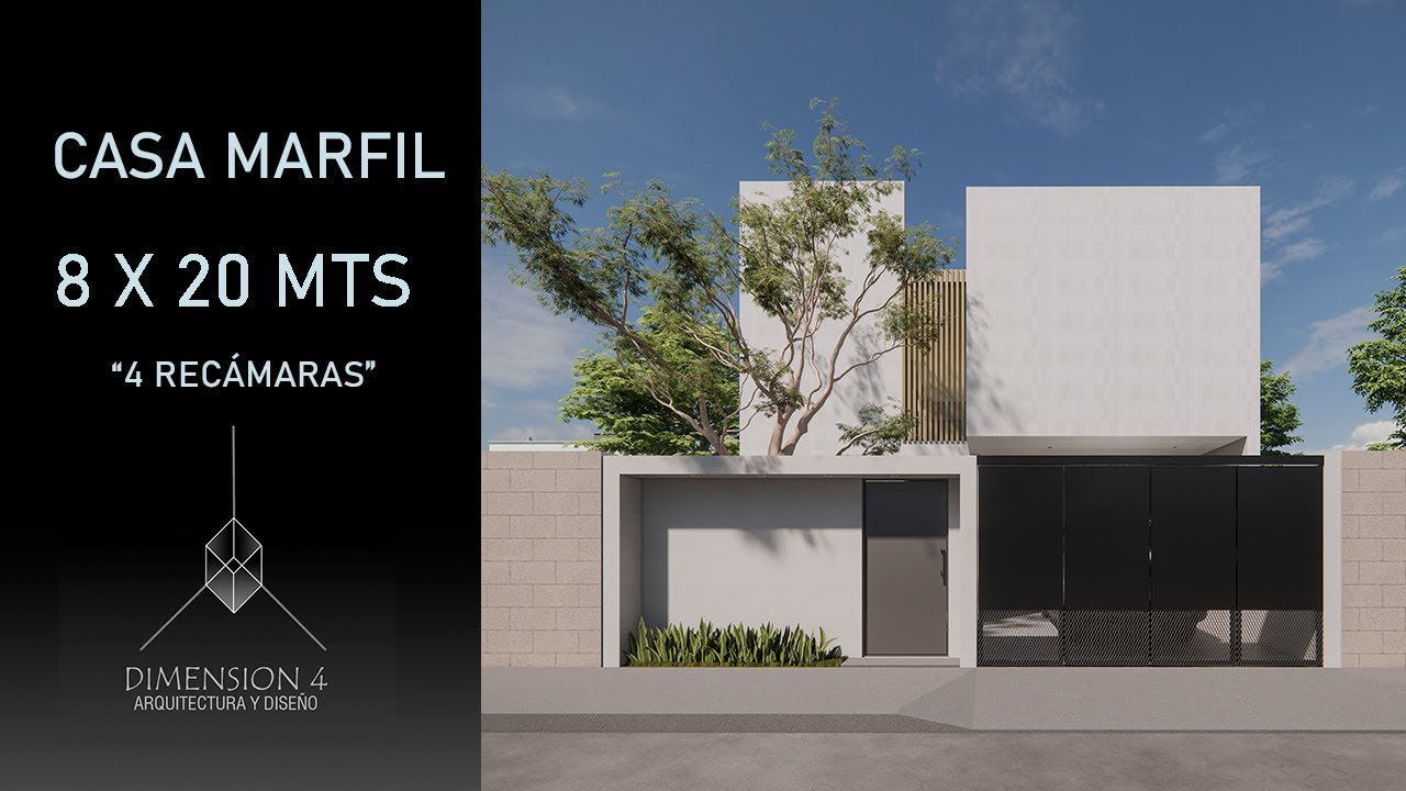 CASA MODERNA - 4 HABITACIONES | 8 x 20 MTS | Planos GRATIS - YouTube