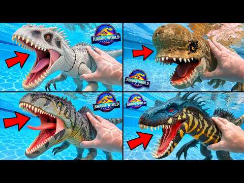 I Found Every Dinosaur in My Pool! D-Rex, Indominus Rex, Mosasaurus, T. Rex - Jurassic World