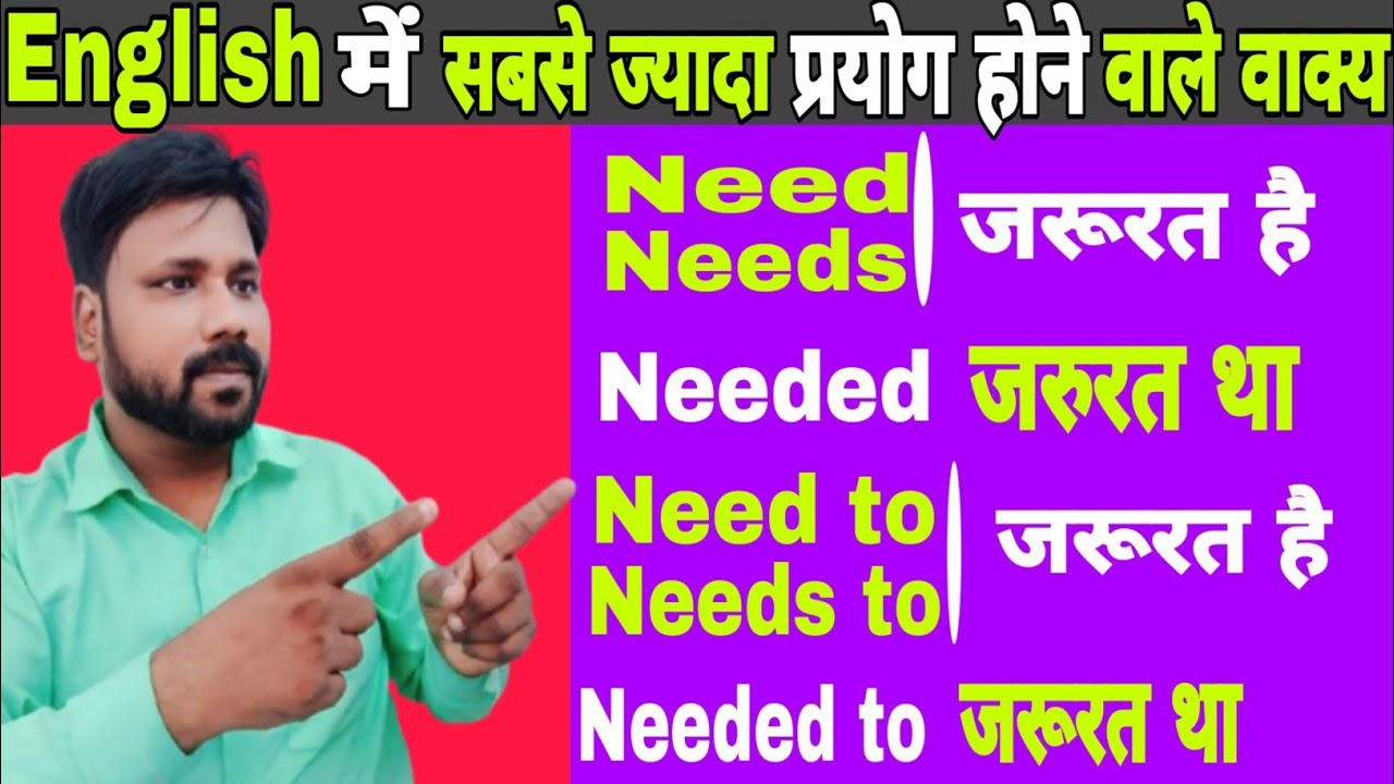 Use of Need/Needs/Needed/Need to/Needs to/Needed to in English| By ...