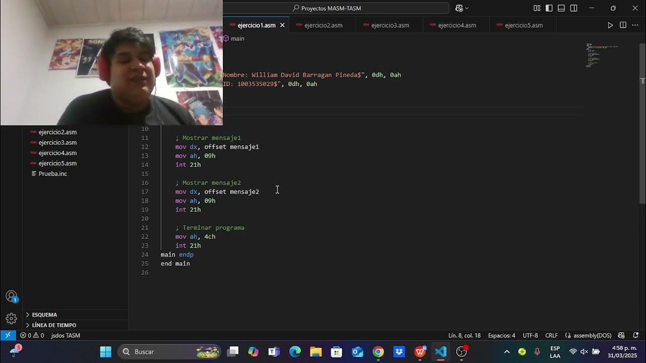 Visual Studio Code lenguaje MASM/TASM + ejercicios - YouTube