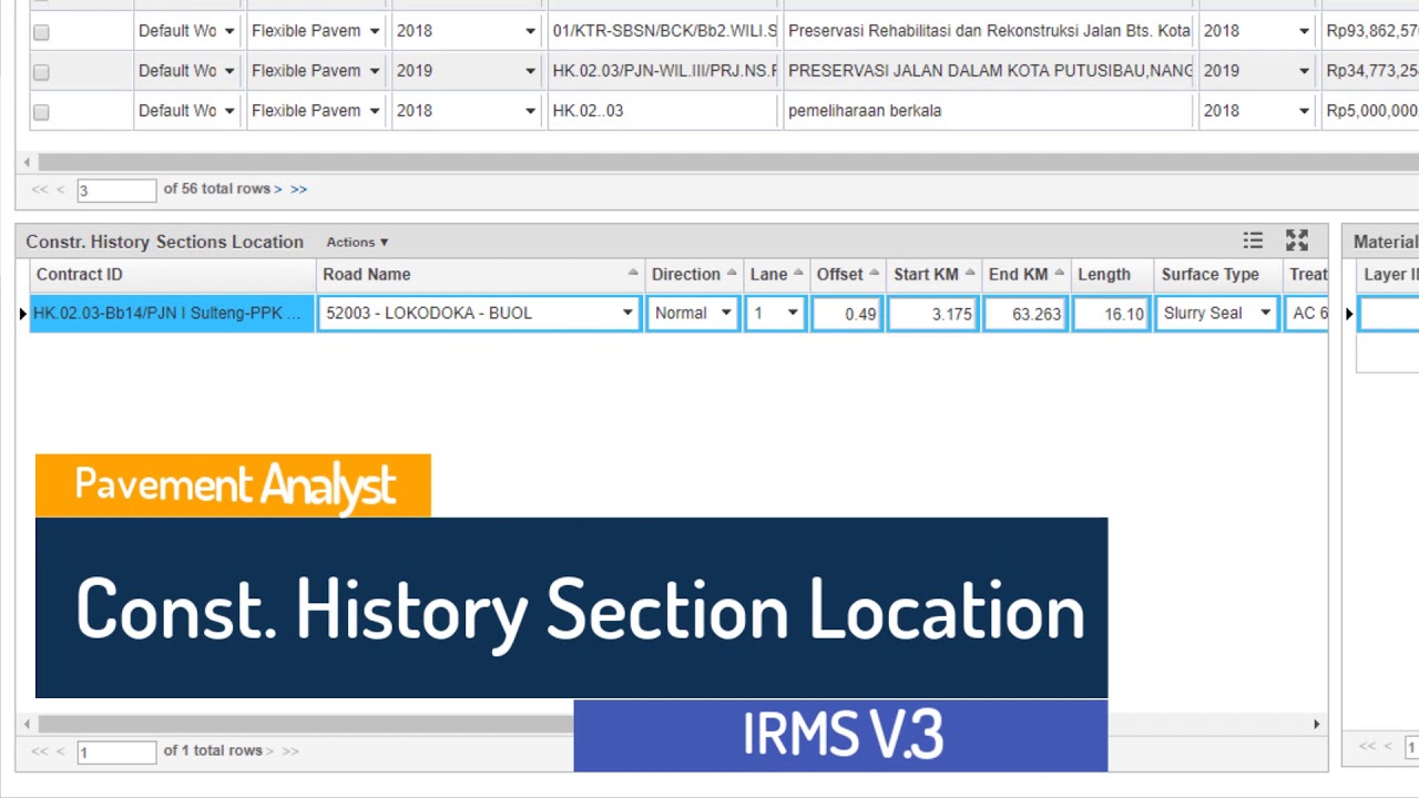 Tutorial Pengisian Construction History IRMS V.3 (Pavement Analyst ...