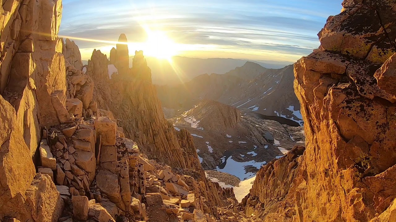 Mount Whitney Sunrise bursting though a window - YouTube