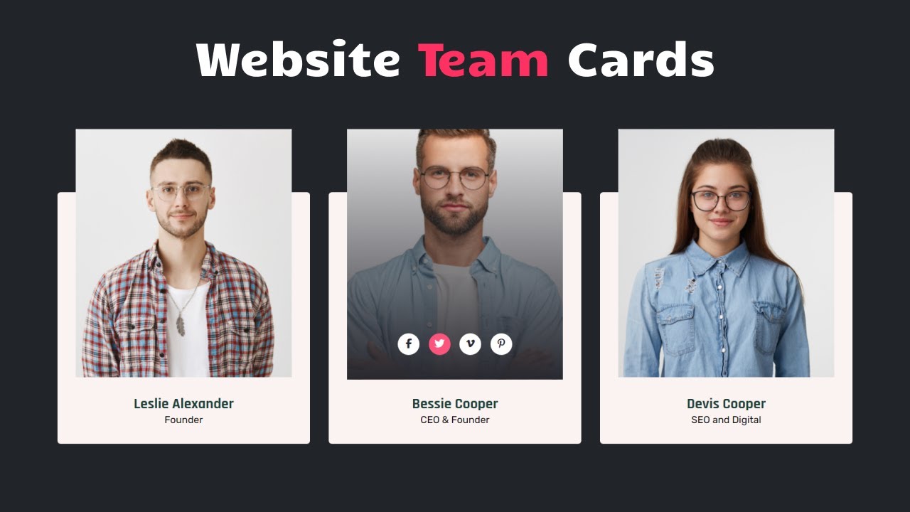 Responsive Team Cards Section Using Html And Css Youtube