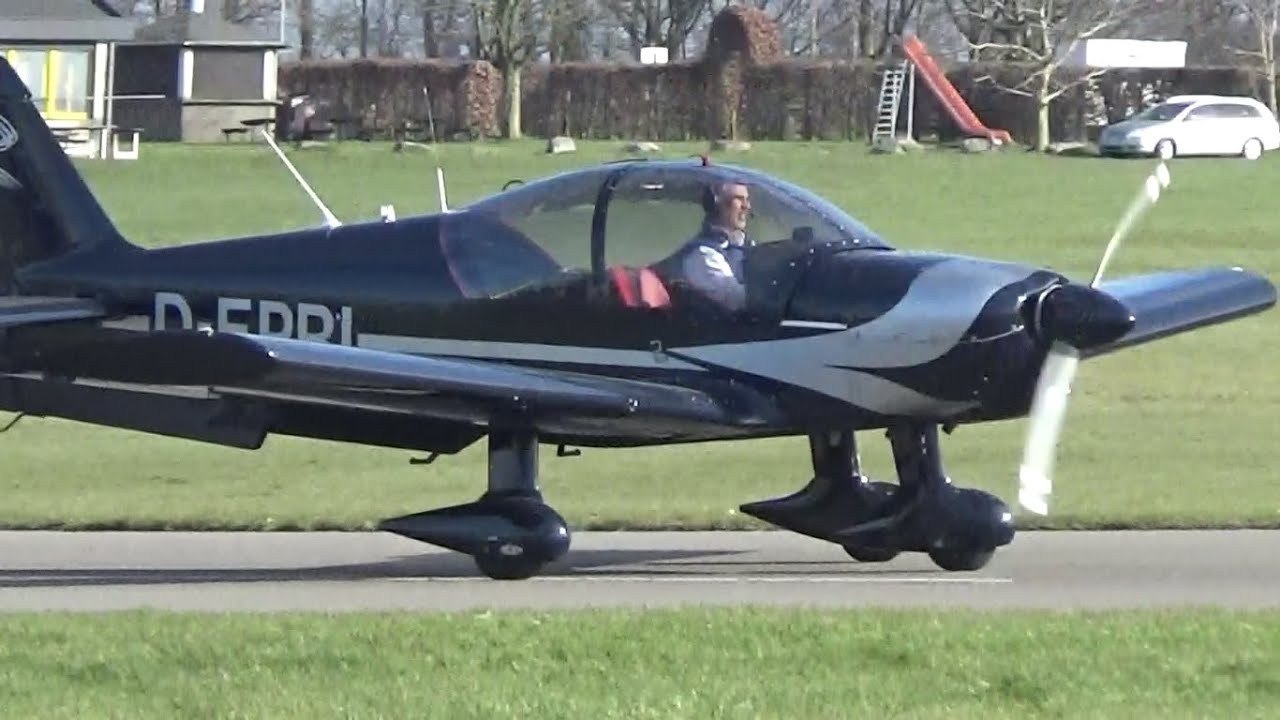 [CROSSWIND] Robin R2160 Alpha Sport landing at Airfield Merzbrück - YouTube