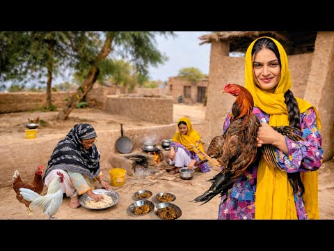 Desert Village Life in Pakistan | Village Women Cooking Traditional Food | Old culture in punjab