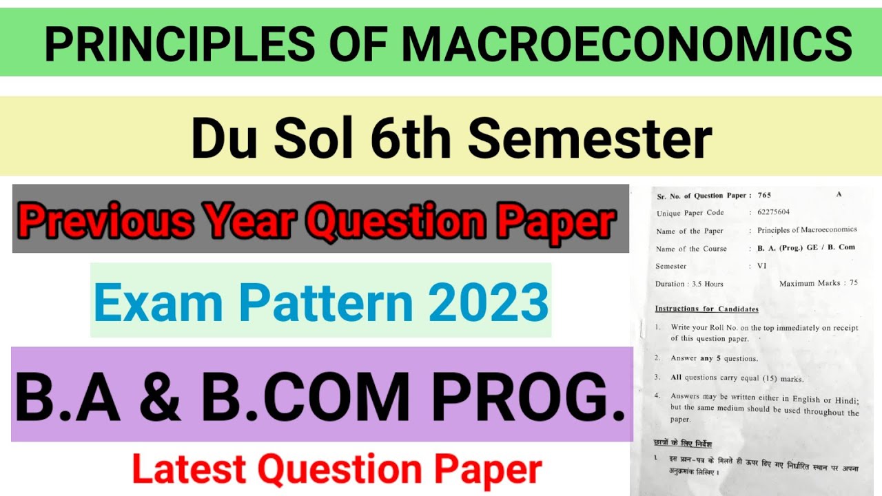 Du sol principles of macroeconomics previous year question paper ...