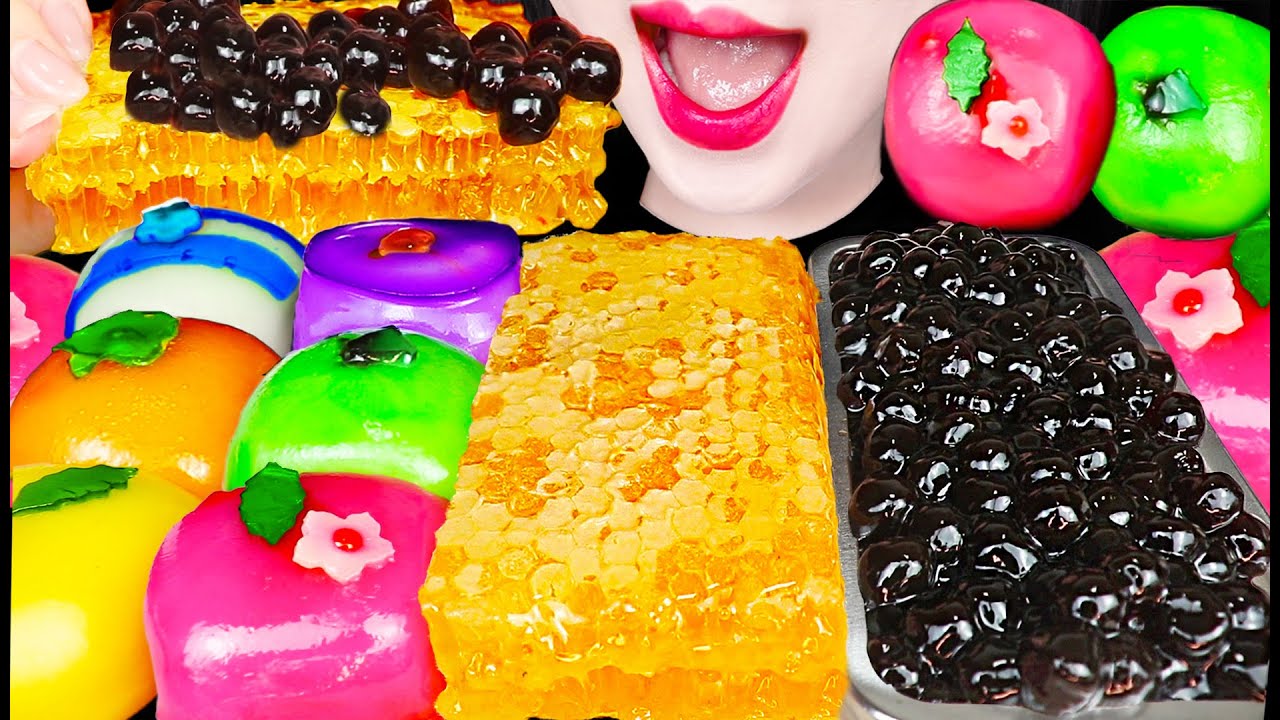 ASMR BOBA PEARLS HONEYCOMB 보바 벌집꿀 먹방 MUKBANG - YouTube