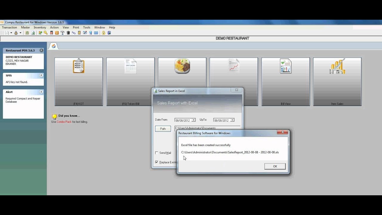 Export Sales Report to Excel File - Restaurant Billing Software for ...
