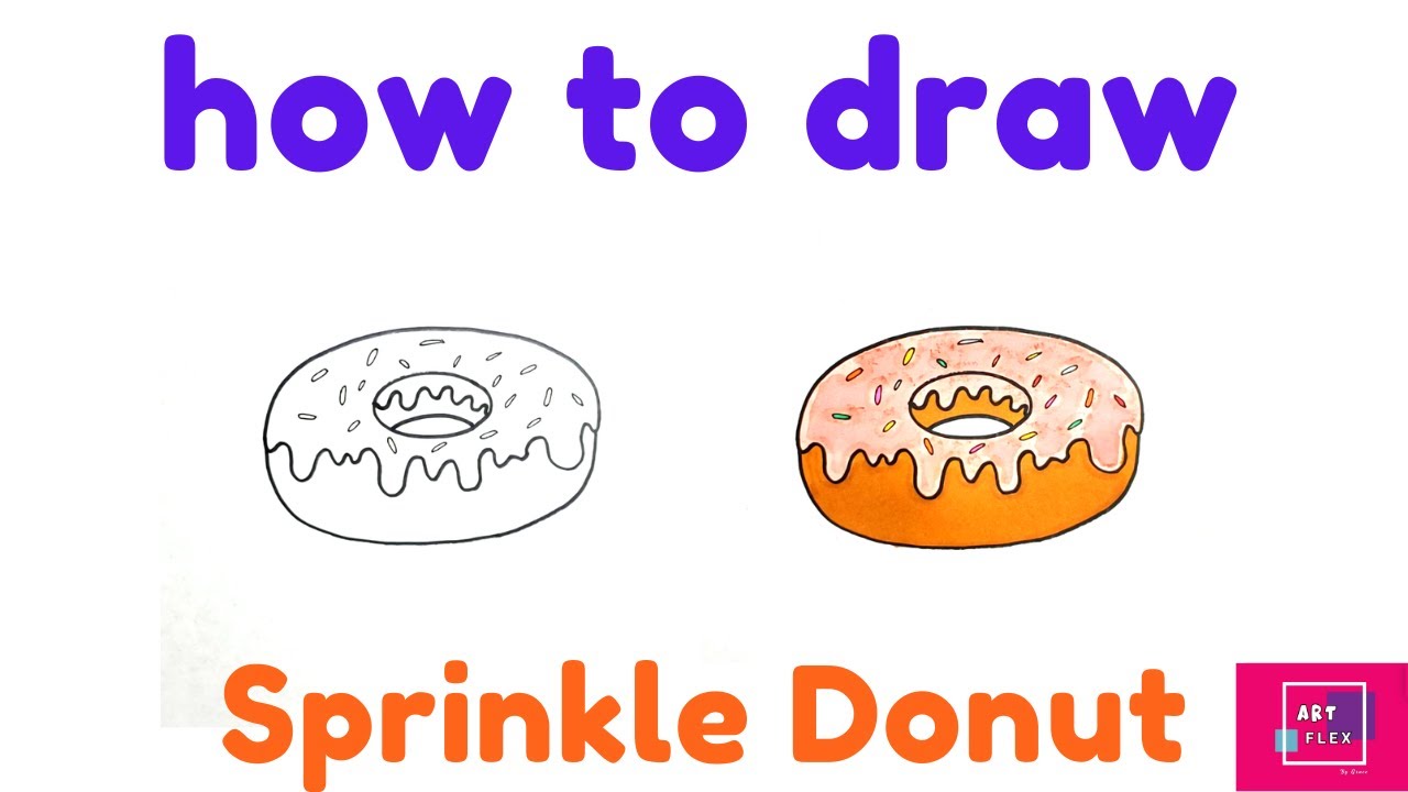 How To Draw Color A Sprinkle Donut | Step By Step - YouTube