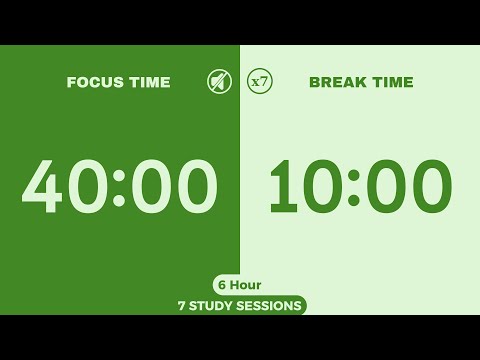 6-Hour 40/10 Pomodoro Timer | No Music | Study, Focus, ADHD, Deep Work