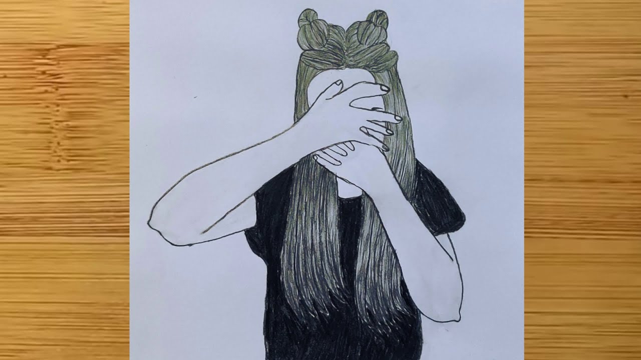 How to Draw a Girl with Hidden Face - Step by Step || Pencil Sketch ...
