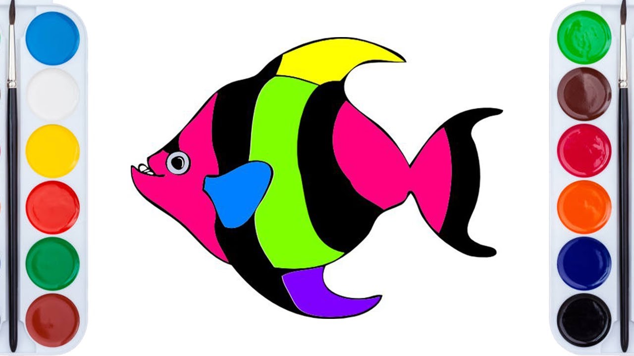 How to draw and color tropical fish for kids - YouTube
