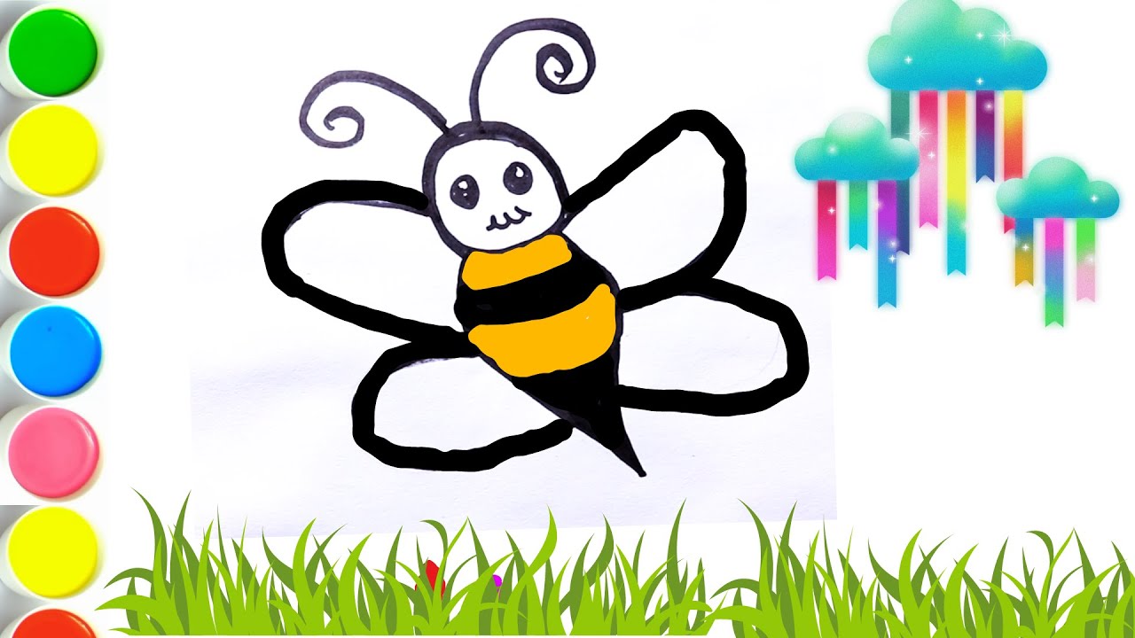 Magical Bee Drawing & Painting , Step by Step Drawing Tutorial ...