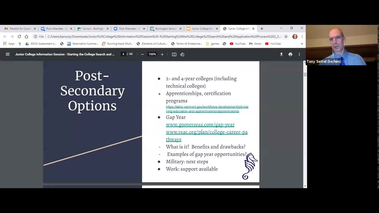 Current 11th Grader Post Secondary Night 2021 video - YouTube