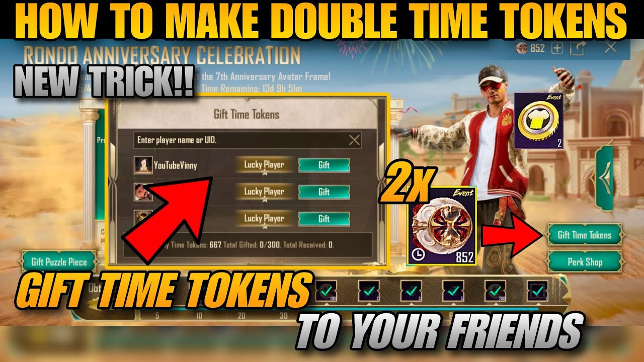 HOW TO MAKE DOUBLE TIME TOKENS IN PUBG MOBILE | GIFT TIME TOKENS FULL ...