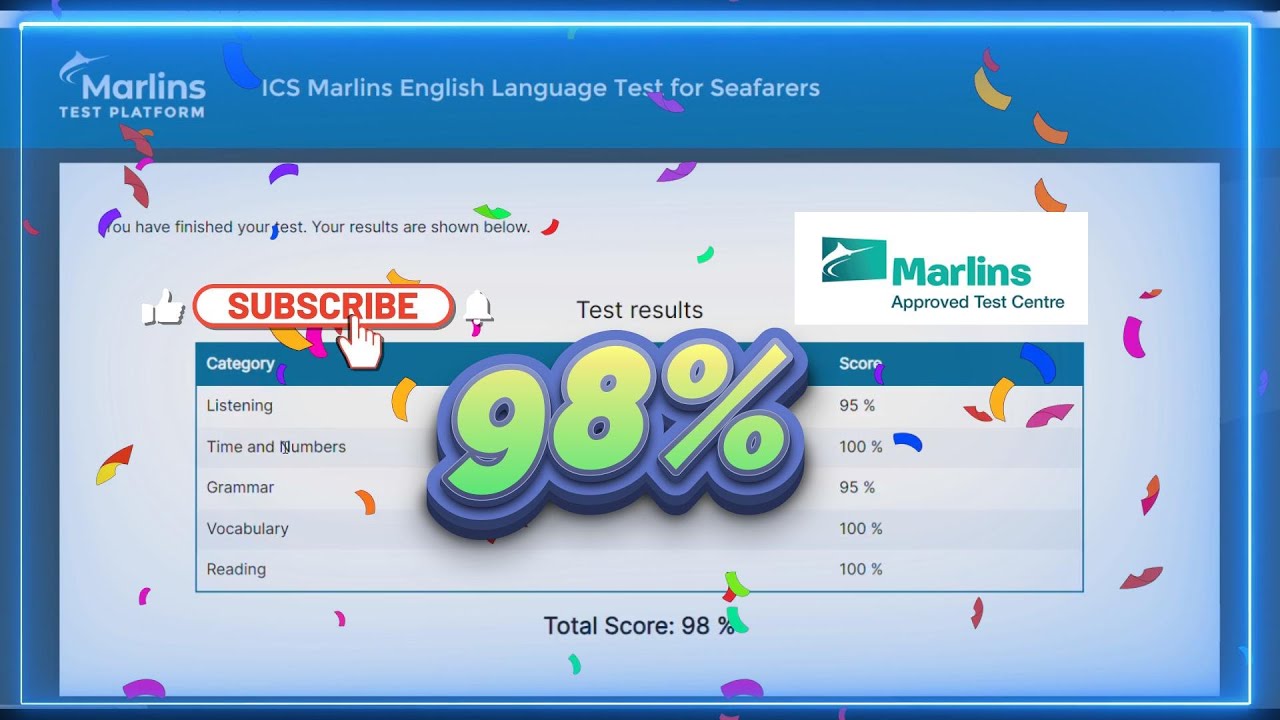 Marlins Test For Seafarer Score 98% - YouTube