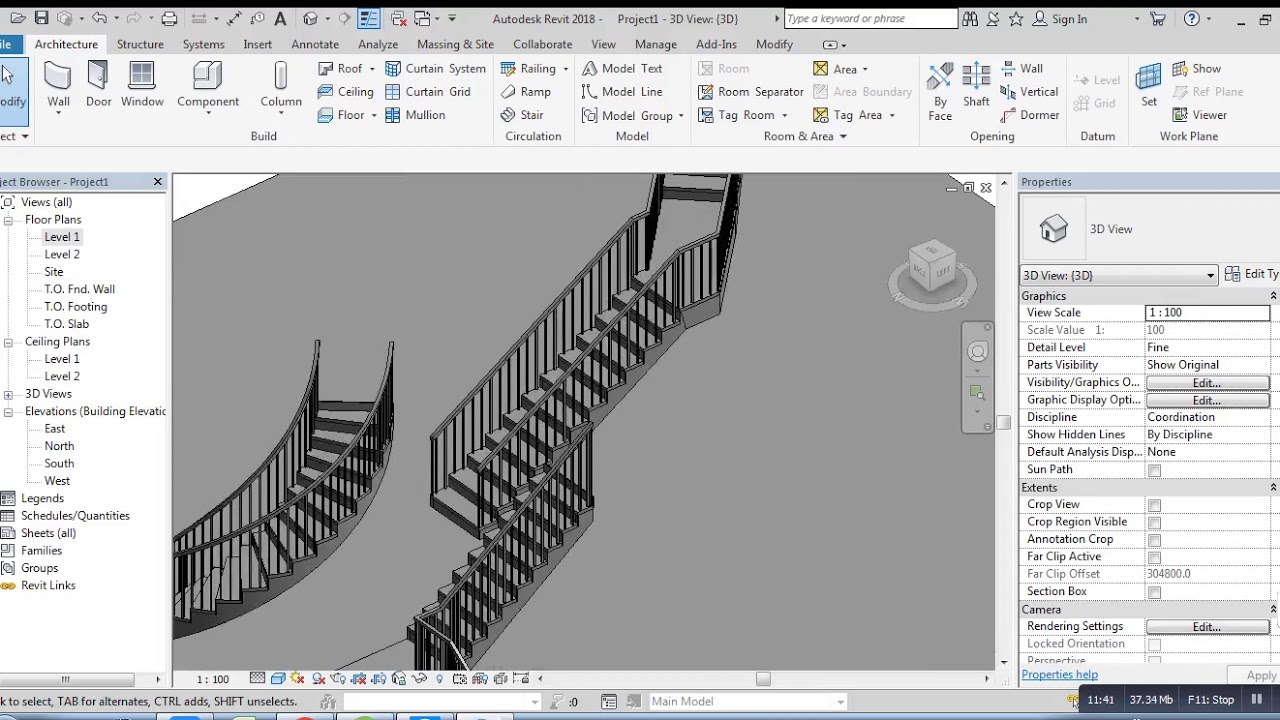 STAIRCASE,RAILING, RAMP IN REVIT - YouTube