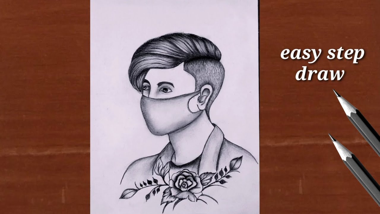 how to draw a boy with a mask for beginners|| easy boy drawing|| - YouTube