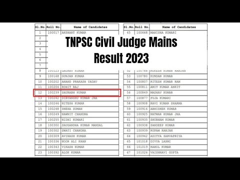 TNPSC Civil Judge Mains Result 2023 | Cut Off, Merit List - YouTube