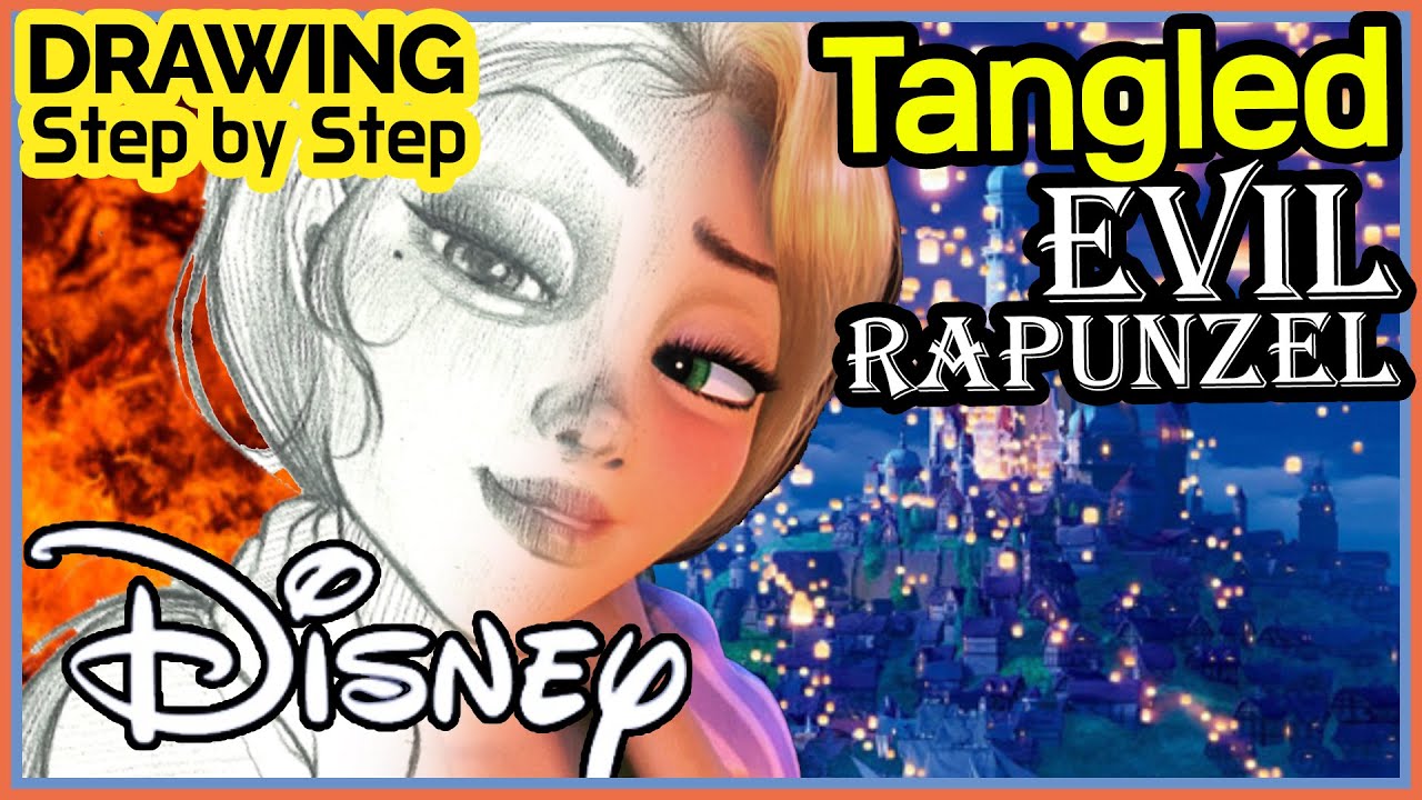 EVIL RAPUNZEL 😈 DISNEY Princess 😍 Drawing!! 라푼젤 악당 으로 그려보기 디즈니 프린세스 ...