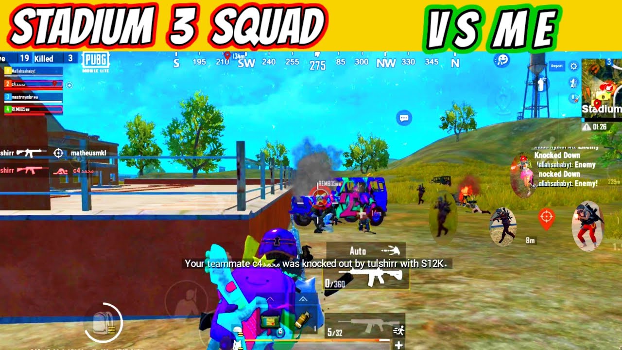 Stadium 3 Squad vs Me Dangerous Fight pubg lite gameplay - YouTube