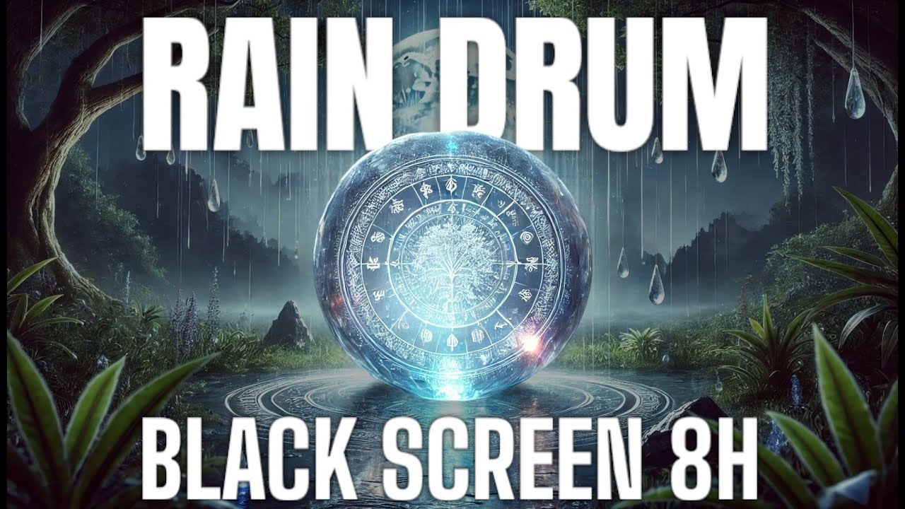 BLACK SCREEN Sleep Music Crystal Rain Drum & Fireplace Sounds | 8 hours ...
