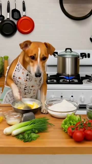 The dog knows how to cook and prepare food for the table. - YouTube
