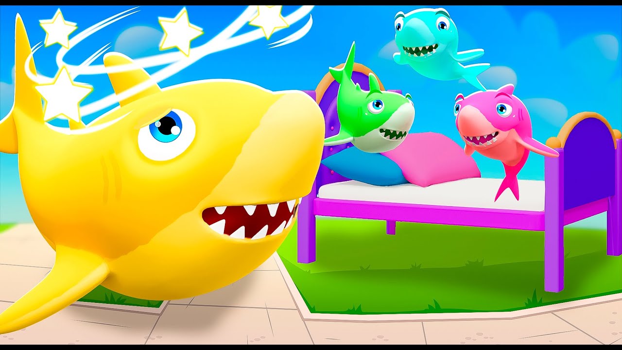 Five Little Sharks Jumping On The Bed | Best Kids Songs and Nursery ...