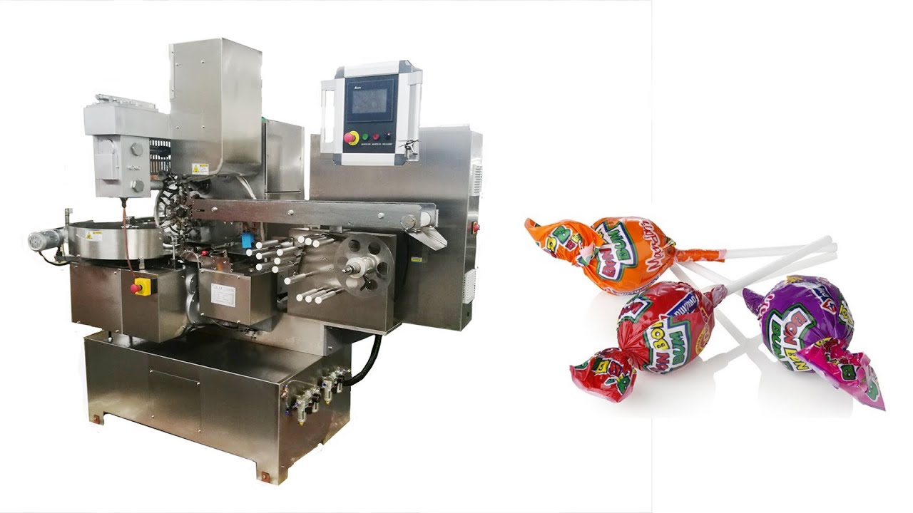Lollipop double twist wrapping machine testing video - YouTube