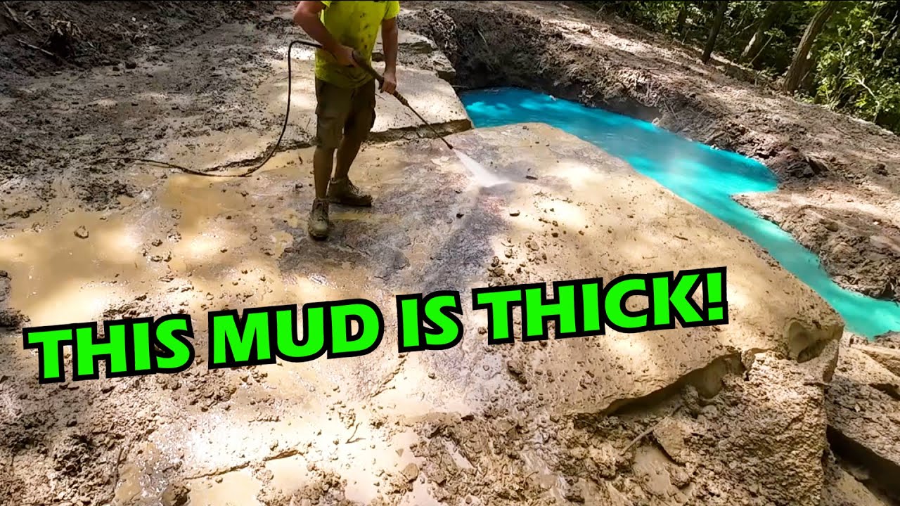Pressure Washing Giant Limestone Ledge - DIY Pool Build Continues - YouTube