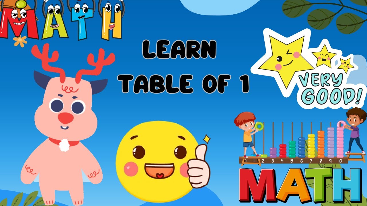 Children Multiplication Table of One | Table 1 | Table for kids ...