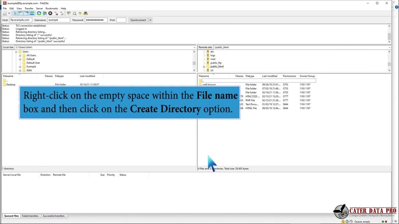 How to Create or Delete a Directory Using the FileZilla FTP Client - Cater Data Pro - YouTube