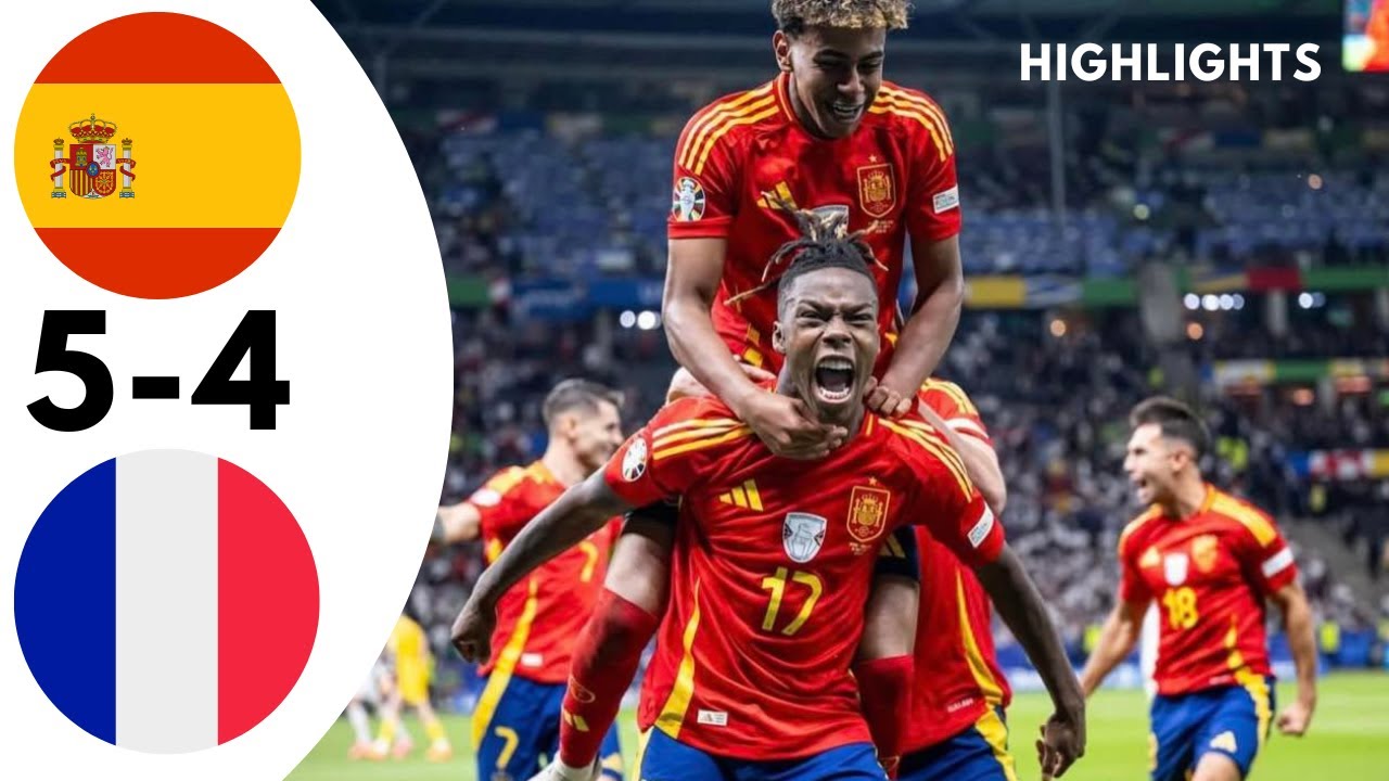 Spain vs France Highlights today. Nico williams and lamine yamal goal ...