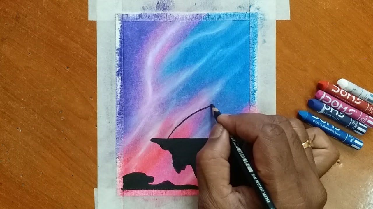 Romantic couple scenery drawing with oil pastels | Dream world drawing ...