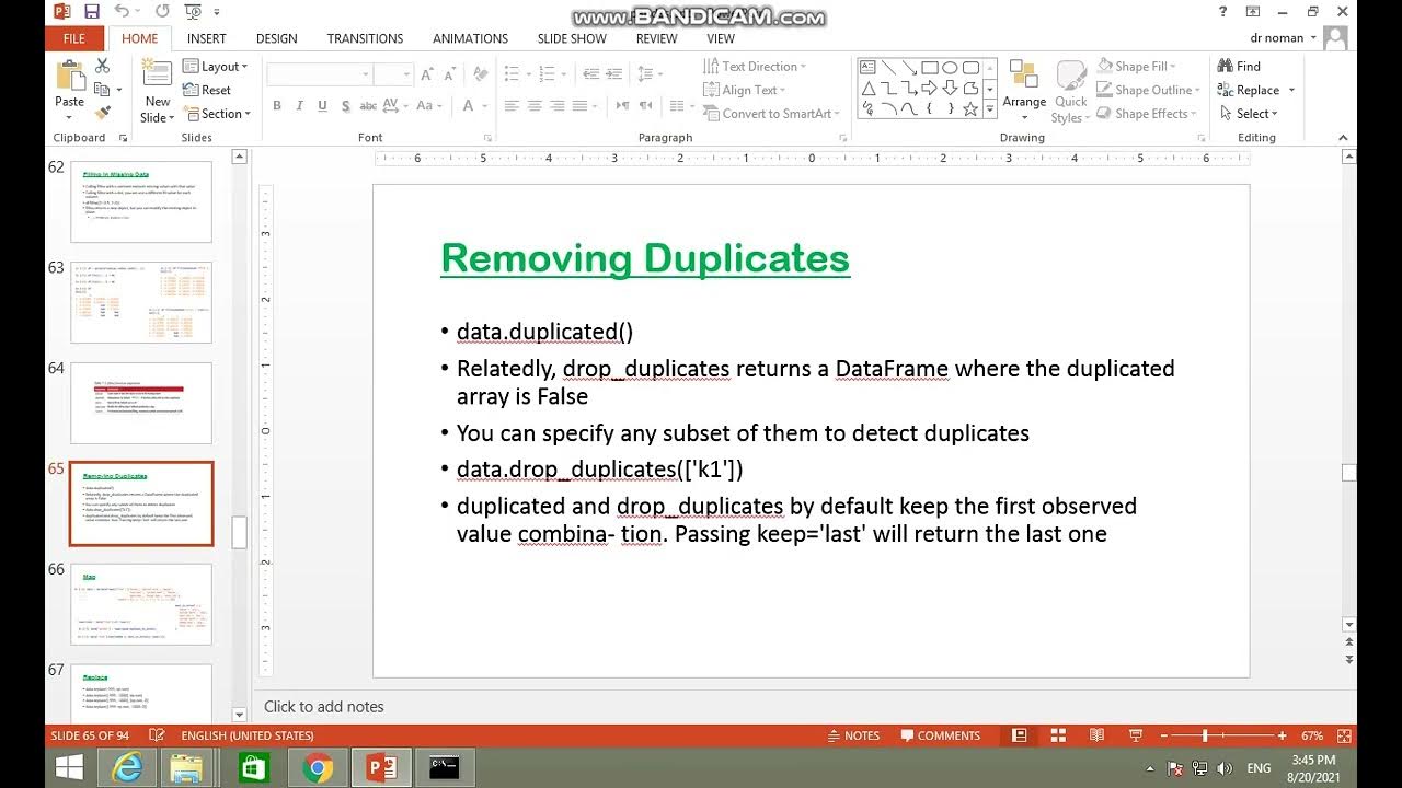 110 Removing Duplicates From Data Frame Keep Option And Map Function In Pandas Youtube