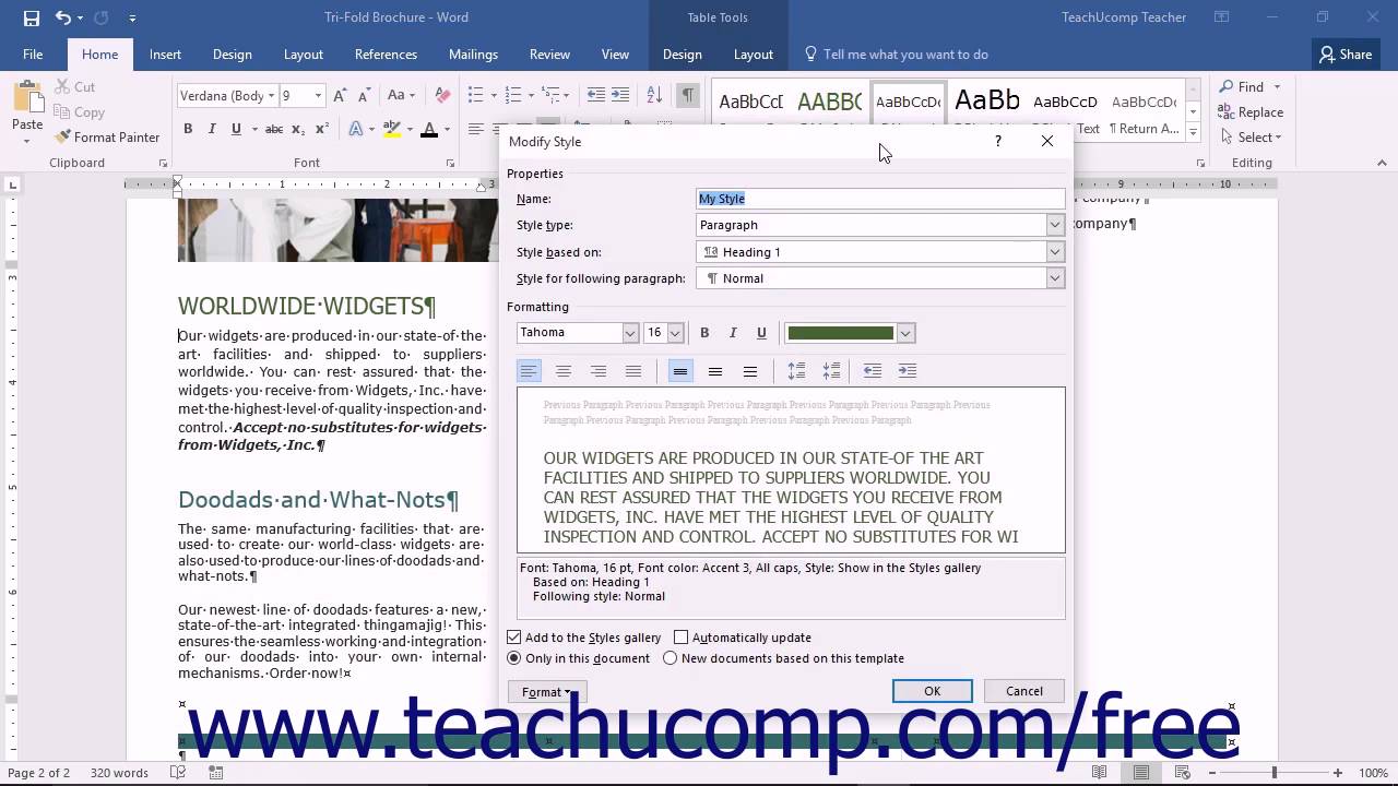 Word 2016 Tutorial Modifying an Existing Style Microsoft Training - YouTube