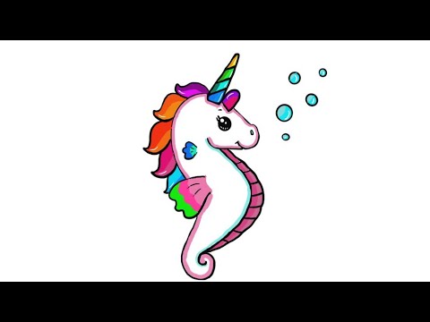 How to draw an Unicorn seahorse - YouTube