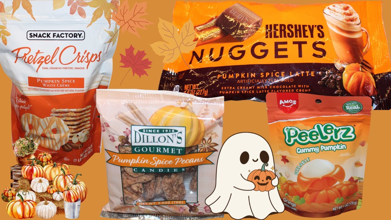 Snack Factory Pumpkin Spice, Dillon’s Pumpkin Spice Pecans, Hershey’s ...