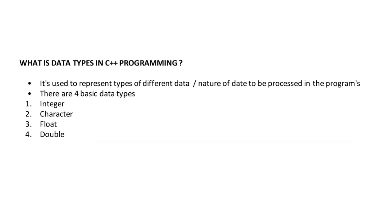 What Is Data Types In C Programming Youtube