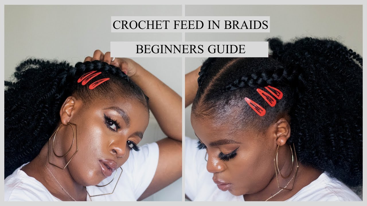 How to | Crochet Feed In Braids On Short Natural Hair | Beginner ...