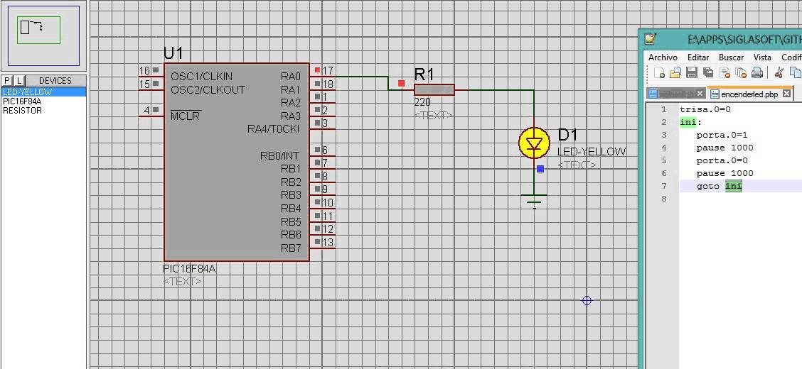 Encender y apagar LED, PIC 16F84A - YouTube