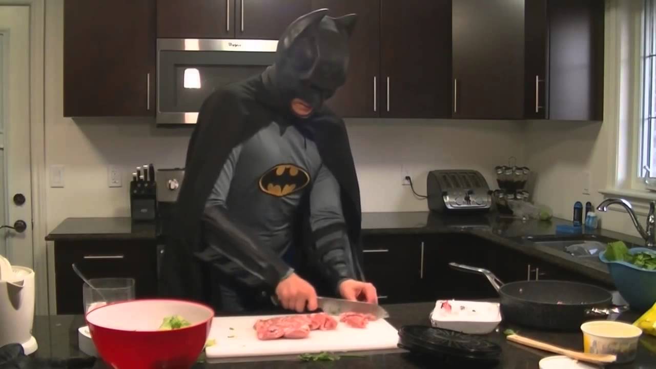 Cooking with Batman The Chicken Ceasar Salad - YouTube
