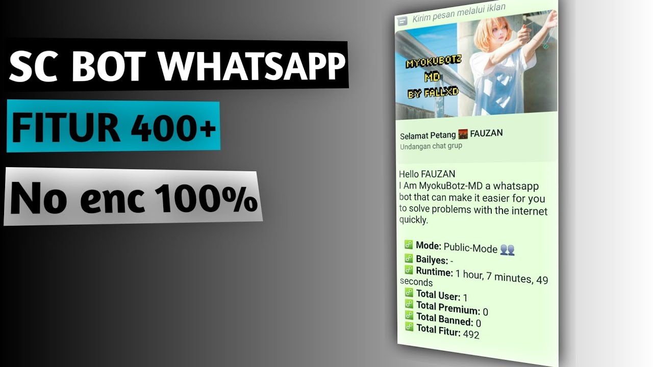 Sc bot wa|No enc|gratis|400+ fitur| - YouTube