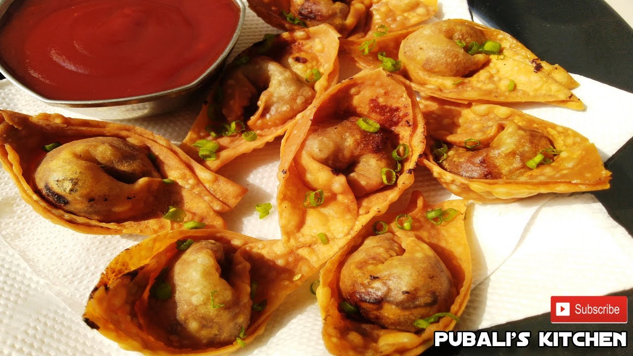 Fried Chicken Wonton | NON-VEG STARTER | HOMEMADE WONTON WRAPPER ...