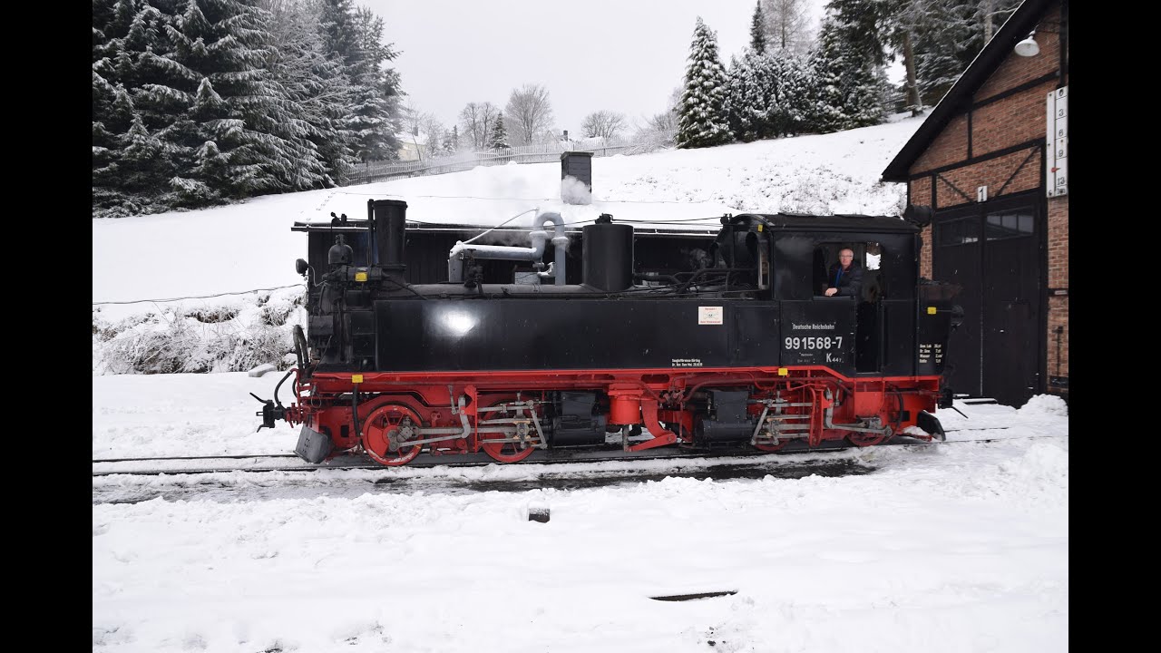 Mitfahrt auf dem Führerstand Lok 991568-7 der Preßnitztalbahn von ...